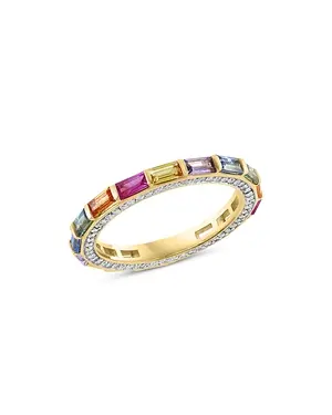 Bloomingdale'S Rainbow Sapphire And Diamond Eternity Ring