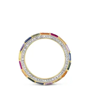 Bloomingdale'S Rainbow Sapphire And Diamond Eternity Ring