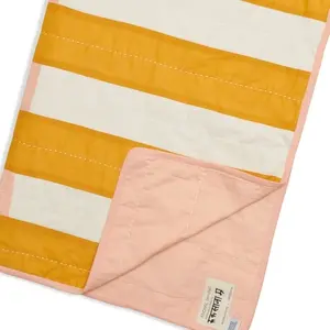 ANCHAL Offset Stripe Quilt Throw Blanket - Rust