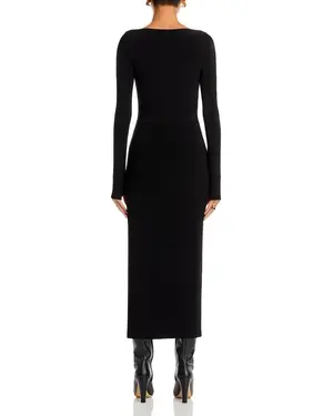 Norma Kamali Long Sleeve Side Slit Gown