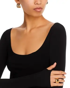 Norma Kamali Long Sleeve Side Slit Gown