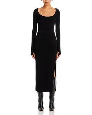 Norma Kamali Long Sleeve Side Slit Gown