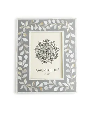 GAURI KOHLI Jodhpur Mother Of Cultivated Pearl Picture Frame - Gray And Ivory