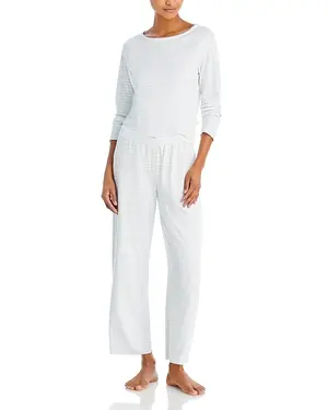COZYLAND Ellie Striped Cotton Pajama Set - Sky Stripe