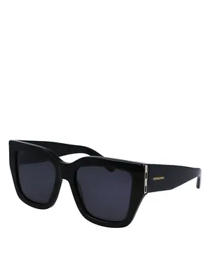 FERRAGAMO Double Gancini Square Sunglasses - Black/blue Solid