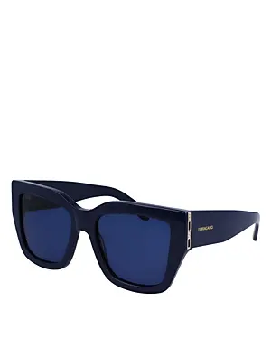 FERRAGAMO Double Gancini Square Sunglasses Blue/blue Solid