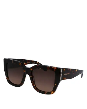 FERRAGAMO Double Gancini Square Sunglasses - Tortoise/brown Gradient