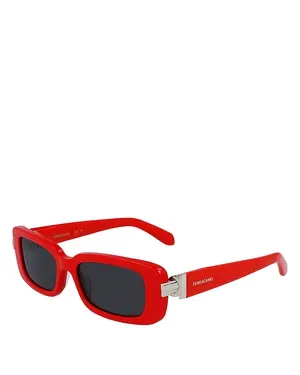FERRAGAMO Prisma Rectangular Sunglasses 52mm Red/gray Solid