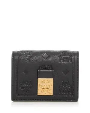 Mcm Tracy Embossed Monogram Small Leather Wallet - Black