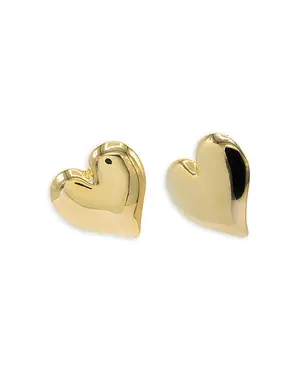BY ADINA EDEN Puffy Heart Stud Earrings - Gold