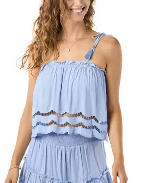 Tiare Hawaii Tiare Hawaii Francesca Tie Shoulder Top Cornflower Blue