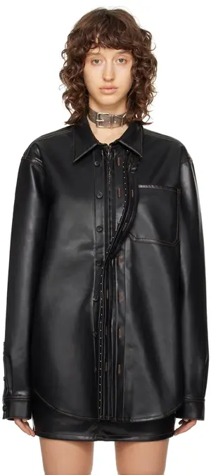 Y/project Y/Project Hook & Eye Faux-Leather Shirt - Black