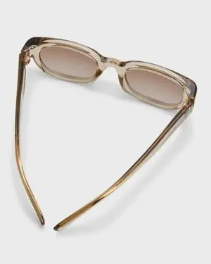 Saint Laurent Logo Rectangle Sunglasses - Shiny Light Yellow
