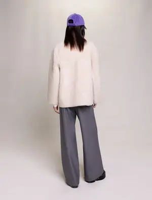 Maje Reversible Shearling And Leather Coat