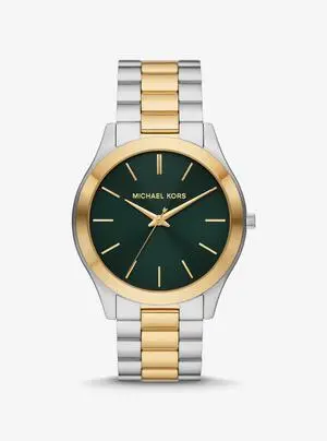 Michael Kors Oversized Slim Runway Two-tone Watch In By - Silver