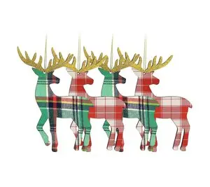 MARTHA STEWART Holiday Reindeer Ornament 4 Piec E Set - One-color