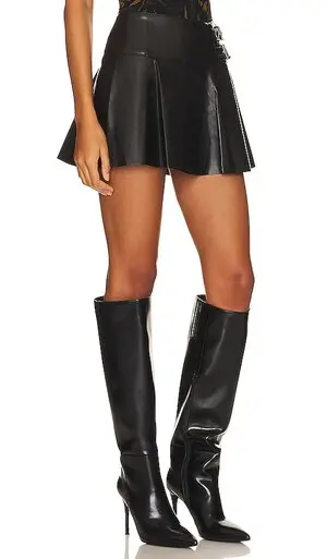 WeWoreWhat Faux Leather Buckle Mini Skort