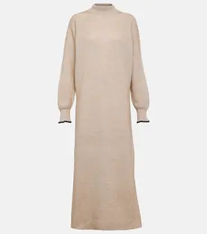 Brunello Cucinelli Alpaca And Cotton Midi Dress - Grey