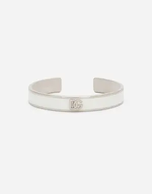 Dolce & Gabbana Enameled Bangle With Logo - White