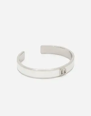 Dolce & Gabbana Enameled Bangle With Logo - White