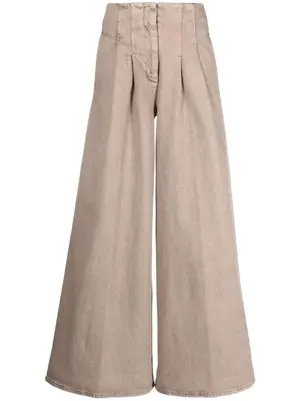 Peserico Wide-leg Pleated Jeans