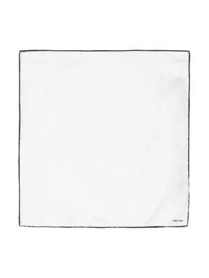 TOM FORD Logo-print Silk Pocket Square Scarf - White