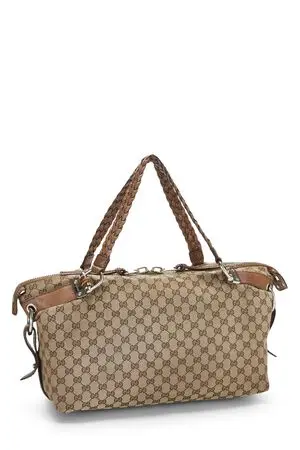 Gucci Original Gg Canvas Bamboo Braided Handle Bag