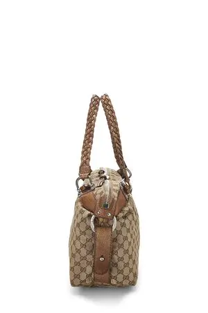 Gucci Original Gg Canvas Bamboo Braided Handle Bag