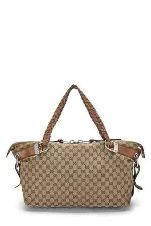 Gucci Original Gg Canvas Bamboo Braided Handle Bag