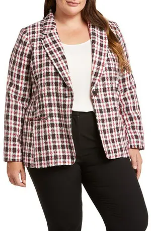 TAHARI ASL Plaid Tweed Blazer