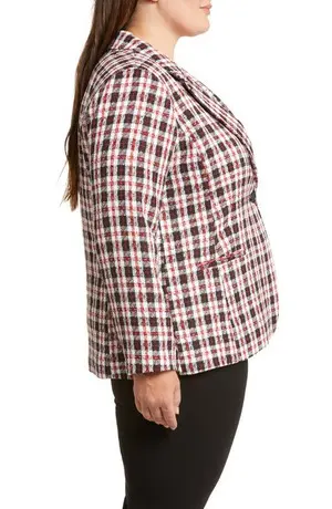 TAHARI ASL Plaid Tweed Blazer