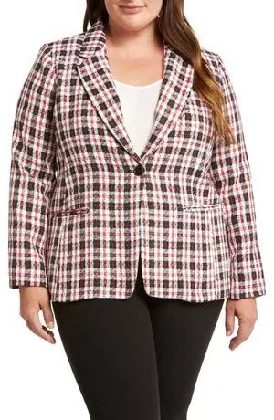 TAHARI ASL Plaid Tweed Blazer