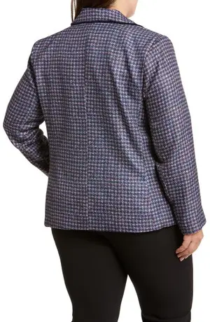 TAHARI ASL Houndstooth Faux Double Breasted Blazer