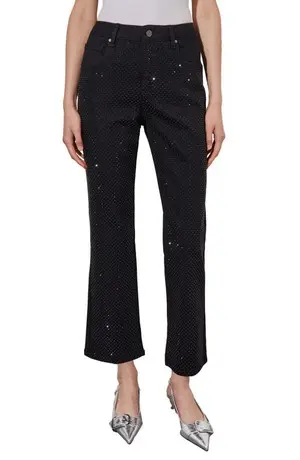 Ming Wang Crystal-embellished Ankle Jeans