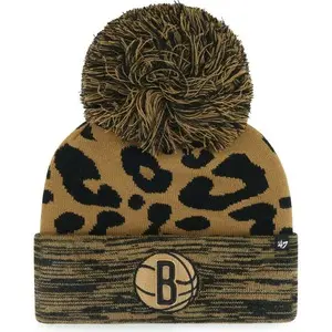 '47 Brooklyn Nets Rosette Cuffed Knit Hat With Pom - Leopard