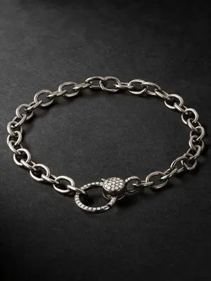 Ileana Makri Oxidized Sterling 14-karat White Gold And Diamond Chain Bracelet - Silver