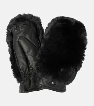 Goldbergh Hill Faux Shearling And Leather Mittens - Black