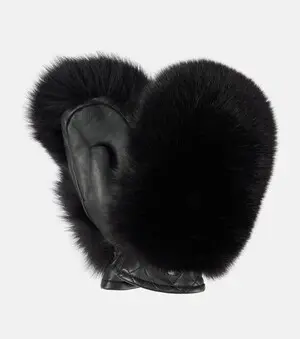 Goldbergh Hill Faux Shearling And Leather Mittens - Black