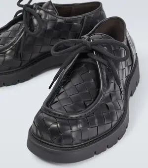 Bottega Veneta Haddock Leather Derby Shoes - Black