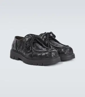 Bottega Veneta Haddock Leather Derby Shoes - Black