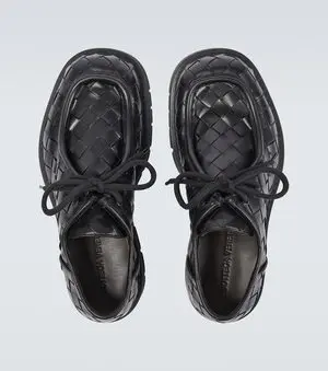 Bottega Veneta Haddock Leather Derby Shoes - Black