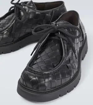 Bottega Veneta Haddock Leather Derby Shoes - Black