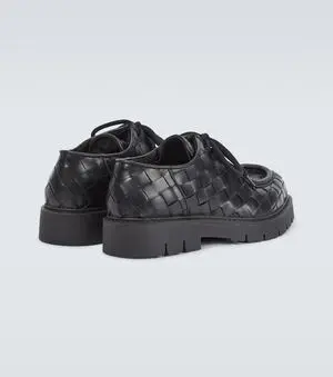 Bottega Veneta Haddock Leather Derby Shoes - Black