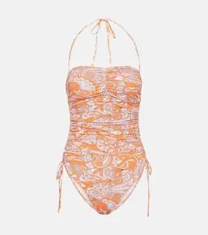 Melissa Odabash Sydney Printed Bandeau Swimsuit - Orange