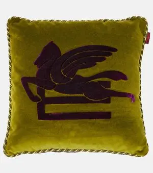 Etro Embroidered Cotton And Velvet Cushion - Multicoloured