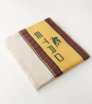 Etro Logo Embroidered Wool And Cashmere Throw