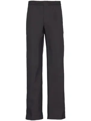 Prada Logo-embroidered Silk Trousers - Black