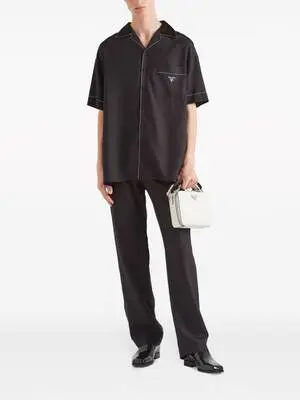 Prada Logo-embroidered Silk Trousers - Black