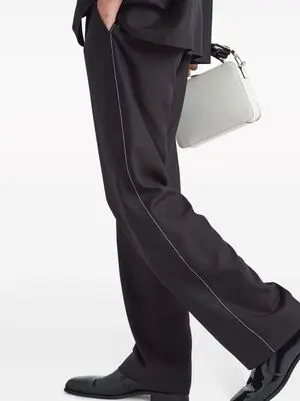 Prada Logo-embroidered Silk Trousers - Black