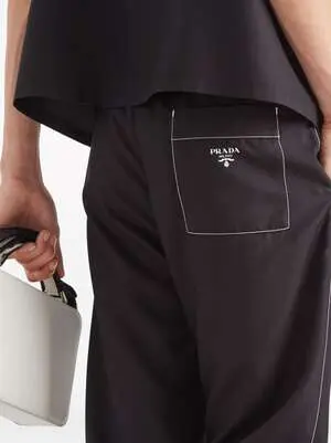 Prada Logo-embroidered Silk Trousers - Black